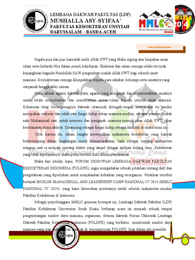 Sebar Proposal Kegiatan MMLC 4 Nasional. Fakultas Kedokteran Unsyiah ... Sebar Proposal Kegiatan MMLC 4 Nasional. Fakultas Kedokteran Unsyiah ...