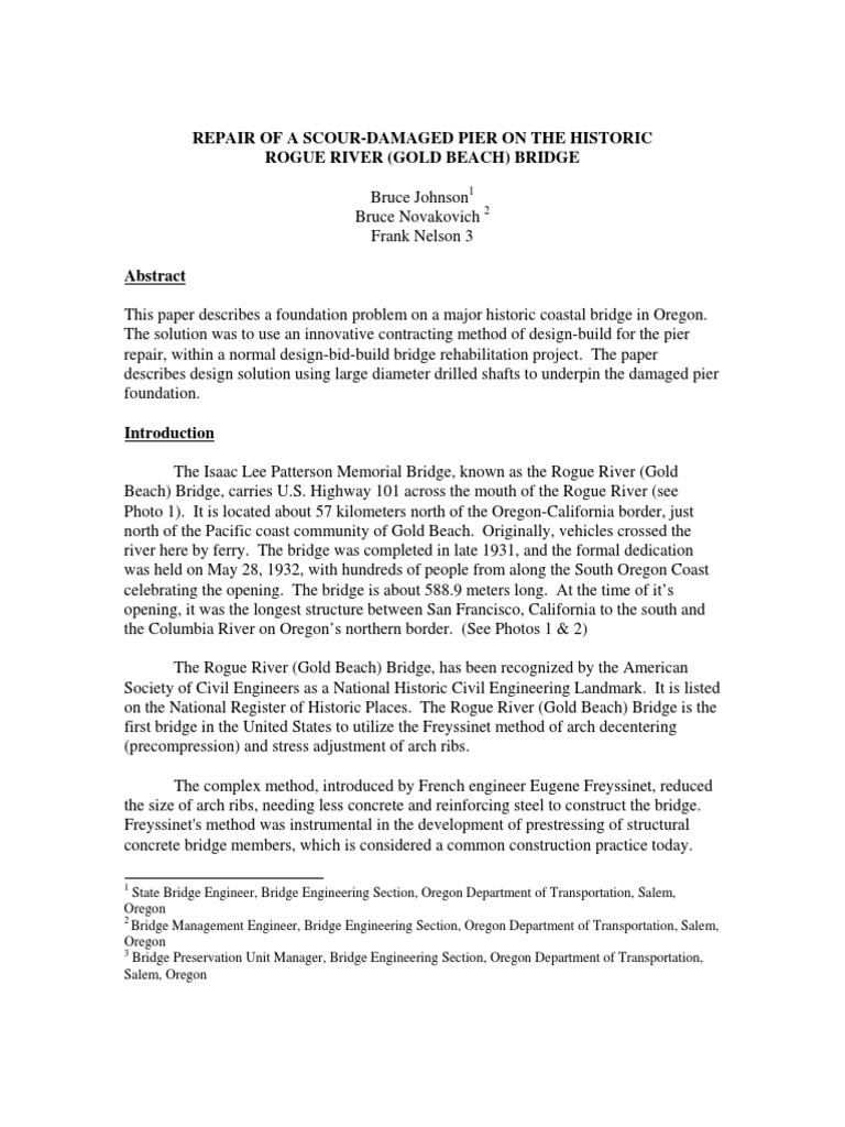 Repair of A Scour-Damaged Pier On The Historic Rogue River (Gold Beach ...