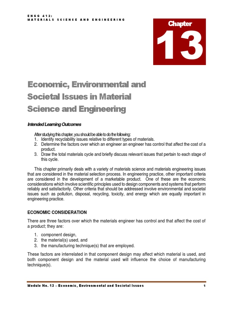 Economic and Environmental Issues in Materials | PDF | Recycling | Paper