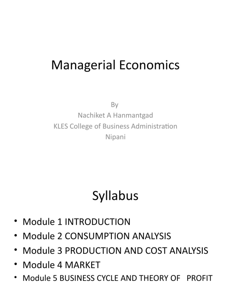 Managerial Economics: An Overview of Key Concepts and Their Application | PDF | Economics ...