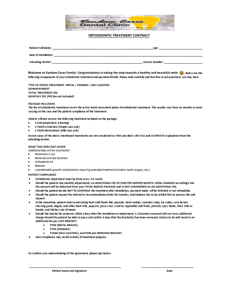 Orthodotic Contract | PDF | Orthodontics | Dentistry Branches
