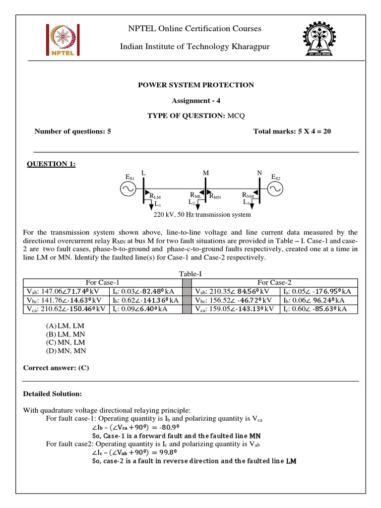 NPTEL Assignment 4 Directional | Download Free PDF | Electric Power ...