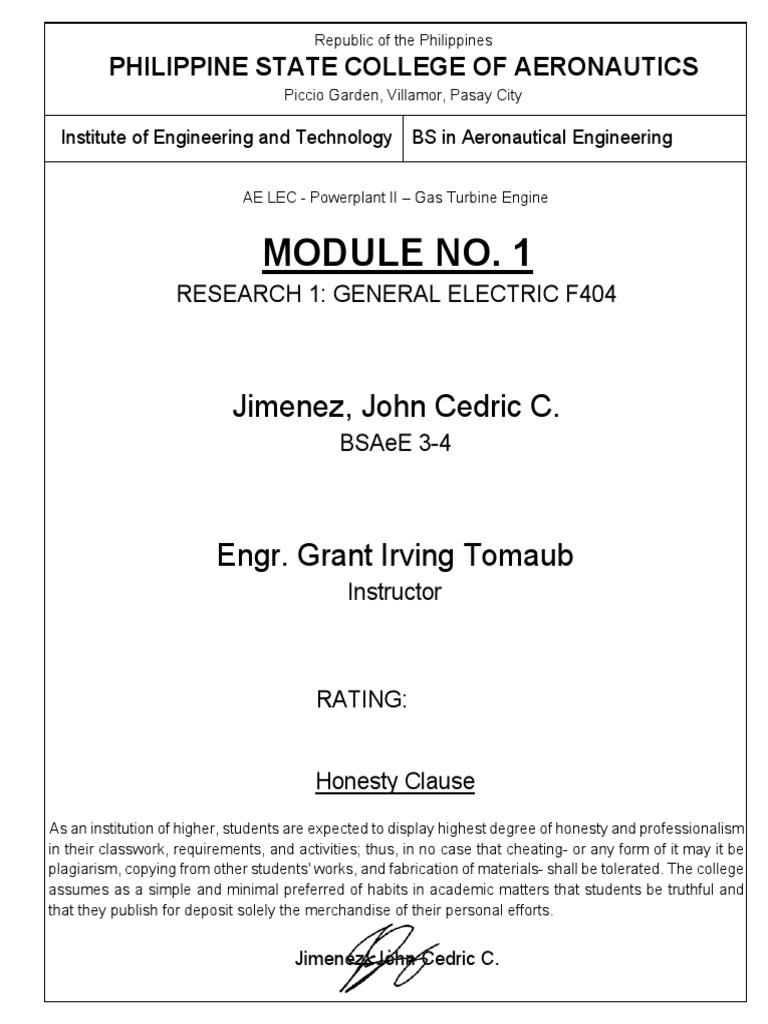 Overview of General Electric F404 Engine | PDF | Gas Turbine | Internal ...