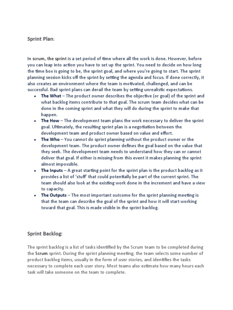Sprint Plan and Sprint Backlog | PDF | Scrum (Software Development) | Technology Development