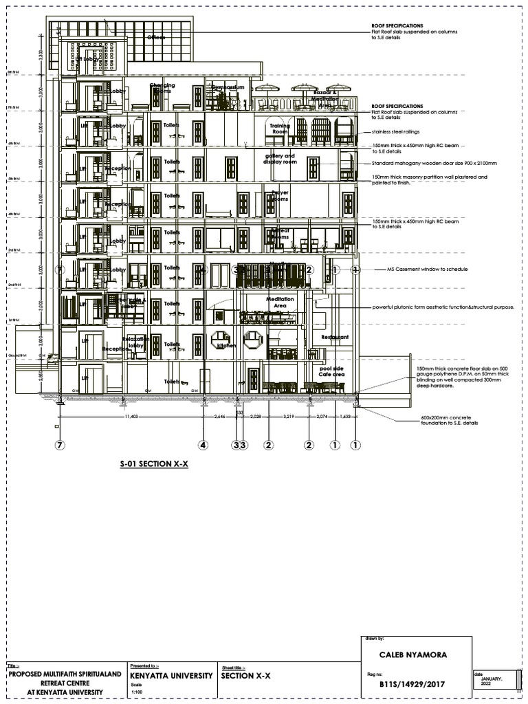 SHEET 9. SECTION X-X | PDF | Architectural Design | Architecture