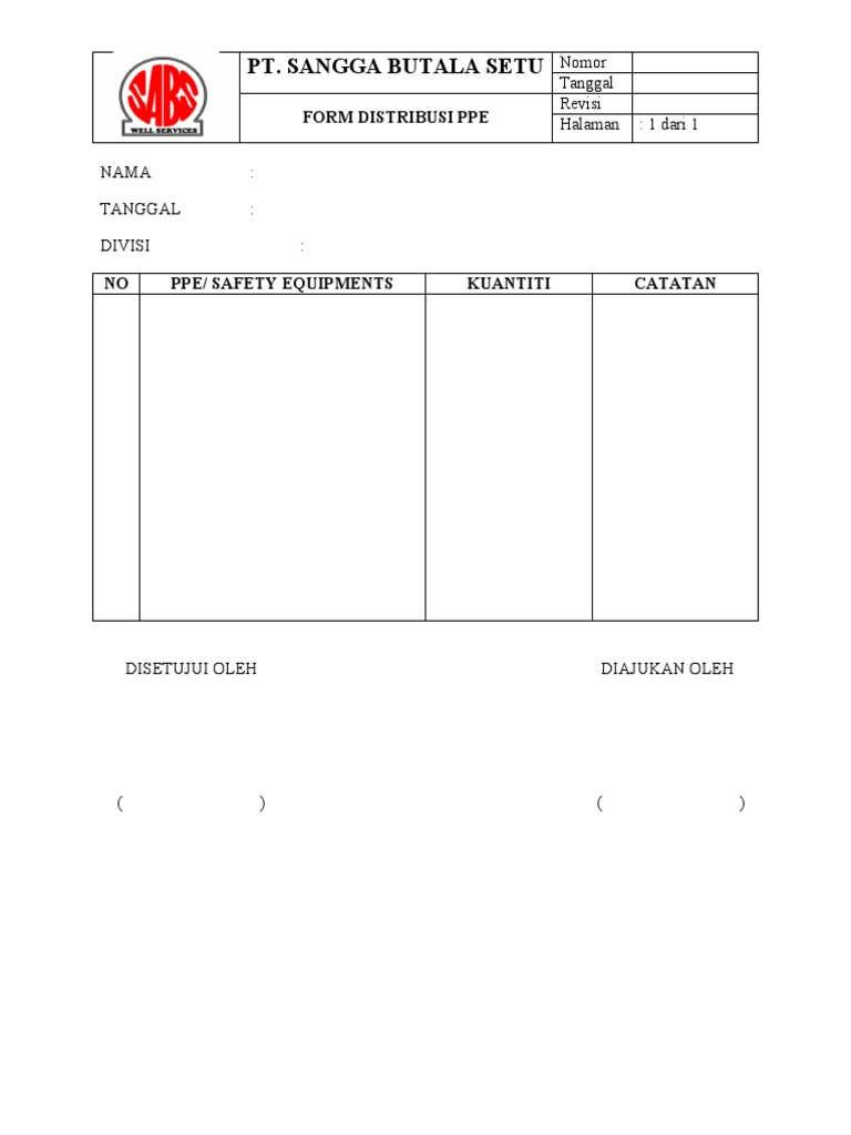 Form Distribusi Ppe | PDF