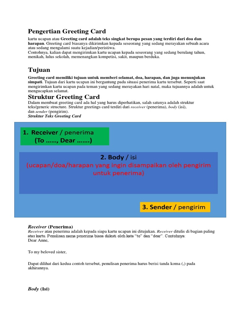 Materi Pembelajaran Greeting Card | PDF