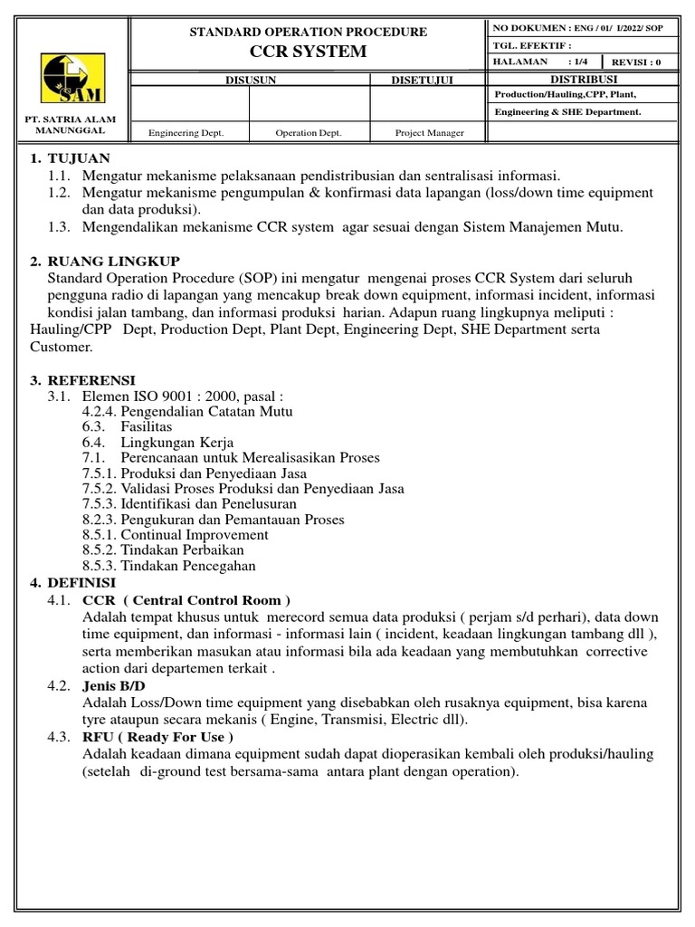 SOP - ENG CCR System | PDF