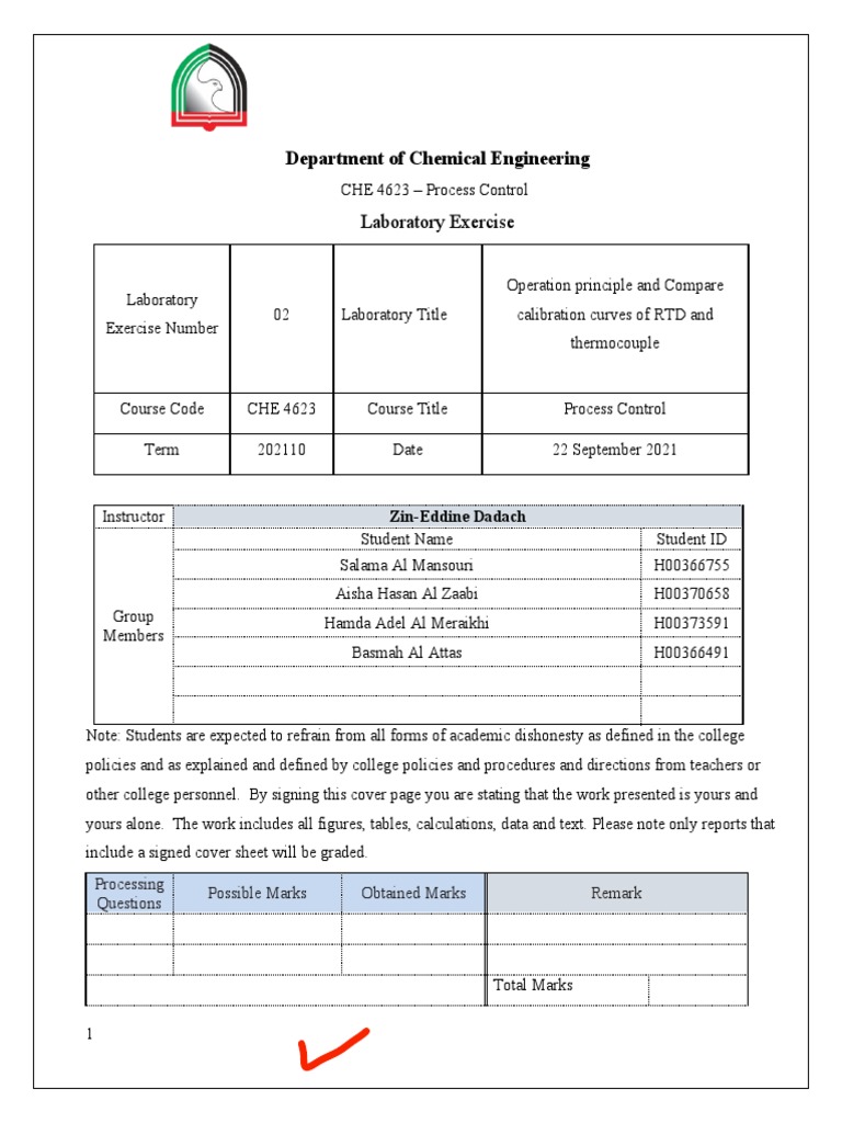 Process Lab 2 | PDF | Thermocouple | Quantity