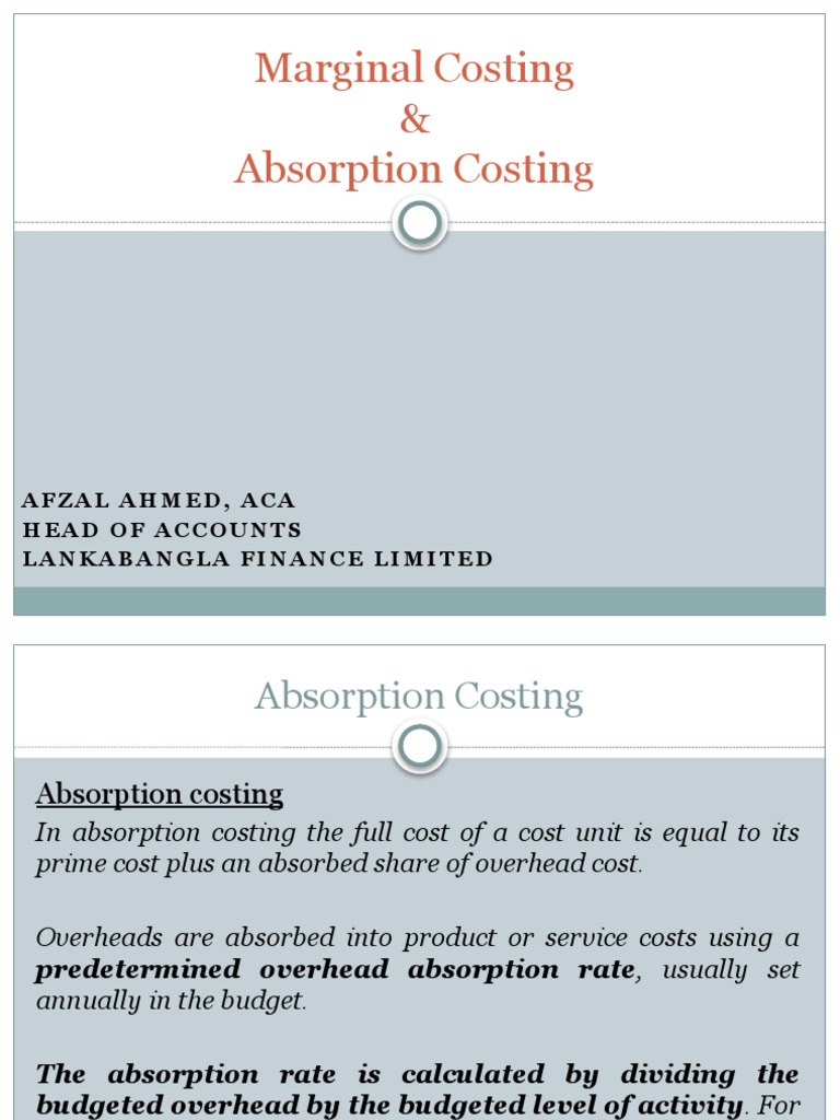 Lecture 1-2 Marginal Vs Absoption Costing | Download Free PDF | Cost Accounting | Cost Of Goods Sold