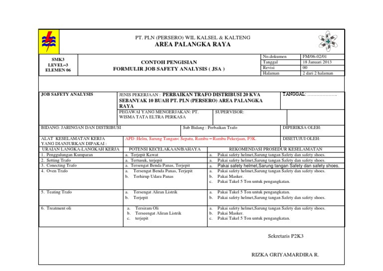 02-01 Job Safety Analisis | PDF