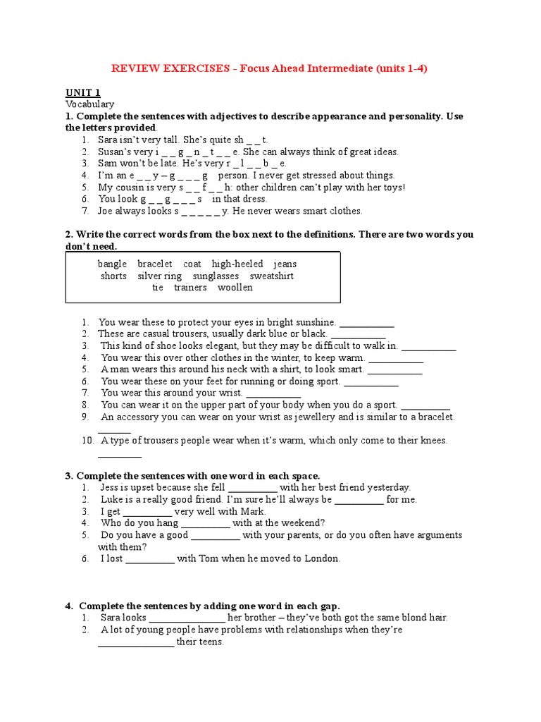 Review Exercises 4A - 4C | PDF