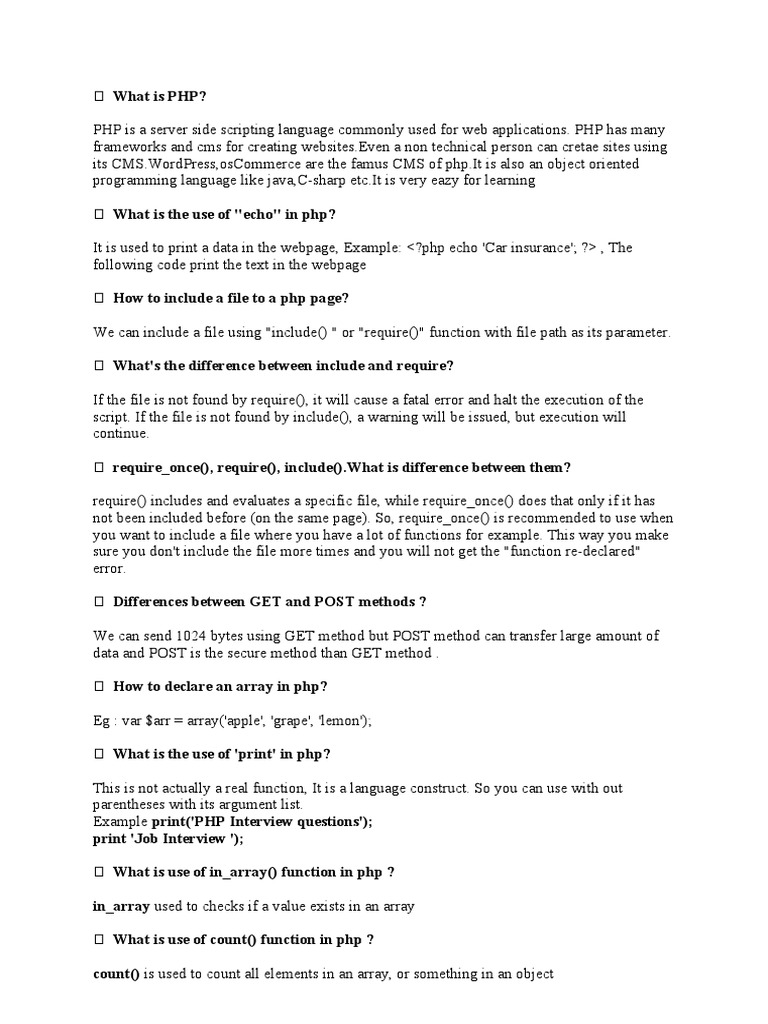 Php Questions Download Free Pdf Ajax Programming Php 