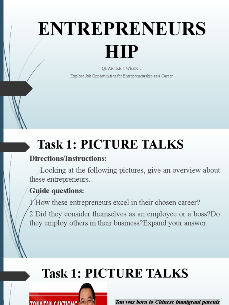 LESSON 2 Explore Job Opportunities For Entrepreneurship As A Career ...