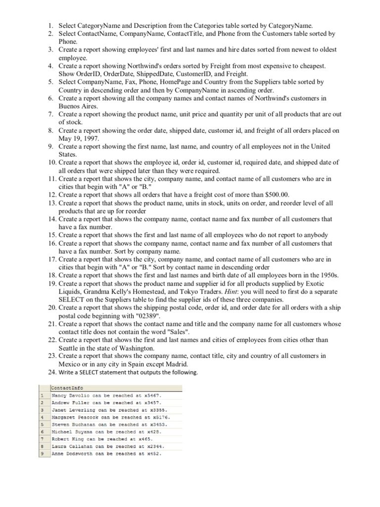 Database Northwind - Practice Queries | PDF | Data Management Software ...
