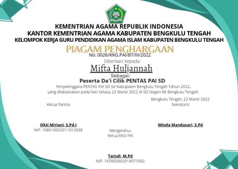 Piagam Peserta | PDF