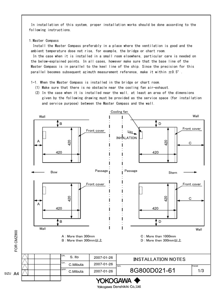 CMZ900 Install - Notes E | PDF | Compass | Equipment