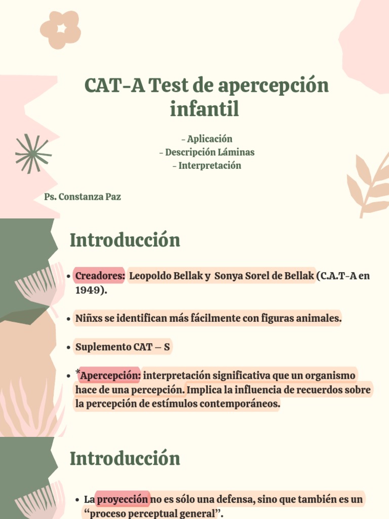 Test CAT-A: Apercepción Infantil | PDF | Percepción | Pensamiento