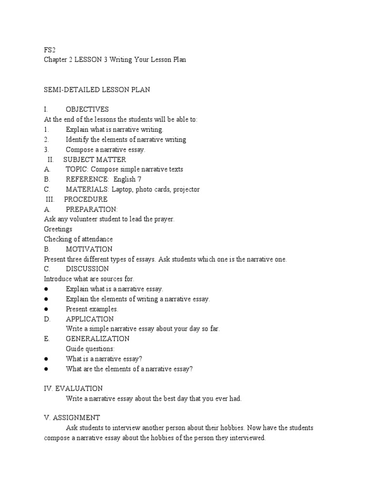 Narrative Writing Lesson Plan Guide | PDF
