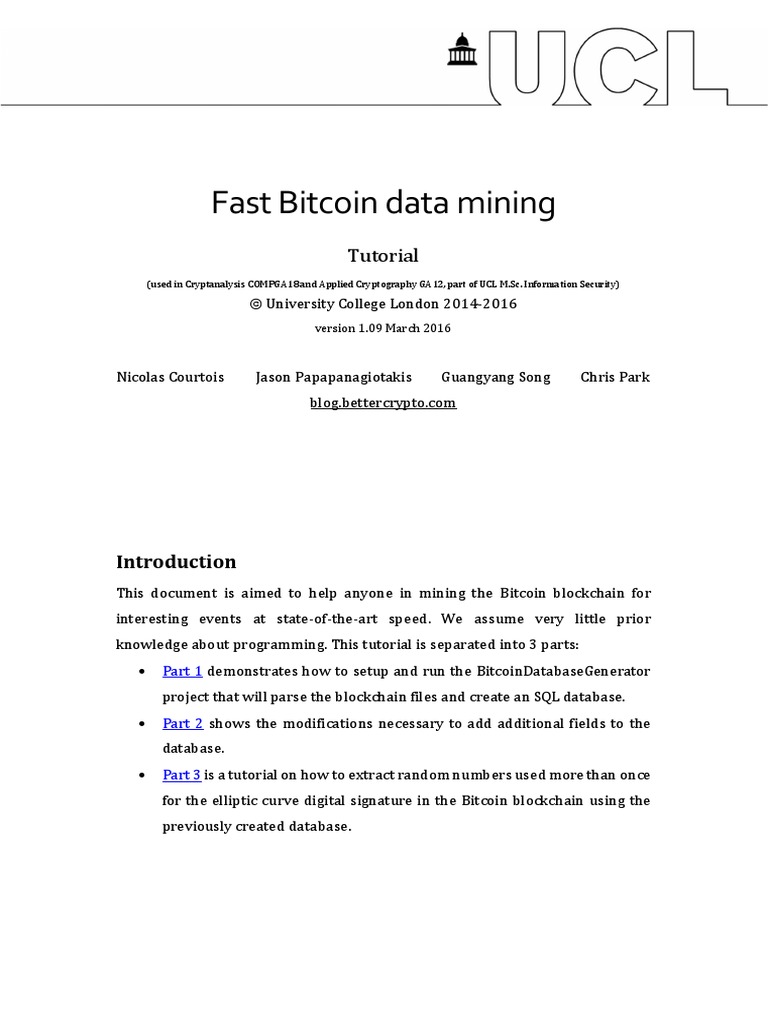 Fast Bitcoin Data Mining | PDF | Microsoft Sql Server | Databases