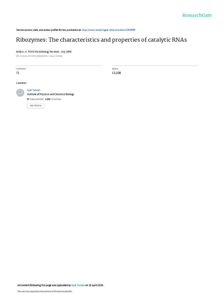 Ribozymes Notes | PDF | Rna Splicing | Intron