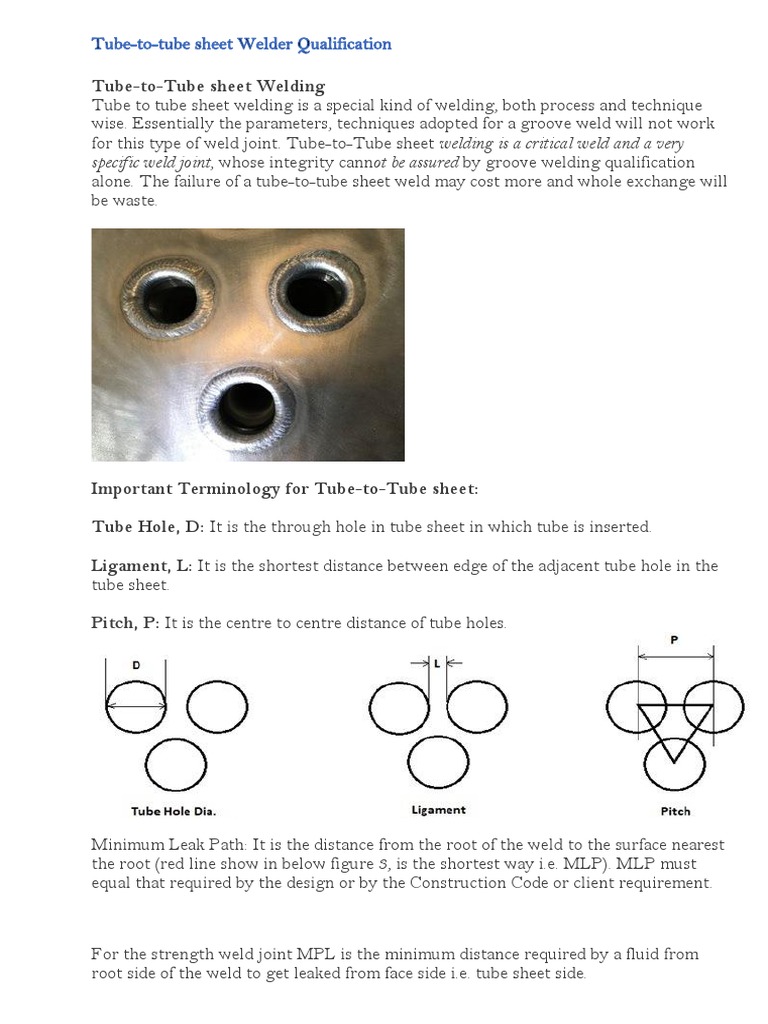 Tube-to-Tube Sheet Welding Guide | PDF | Pipe (Fluid Conveyance) | Welding