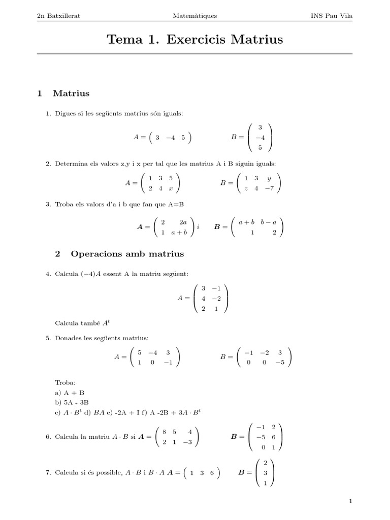 2MS ExercicisMatrius | PDF