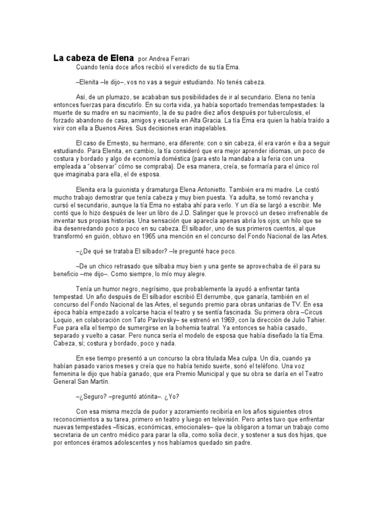 La vida de Elena Antonietto | PDF