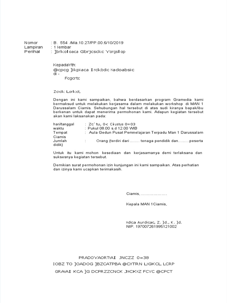 Surat Permohonan Izin Outing Class | PDF