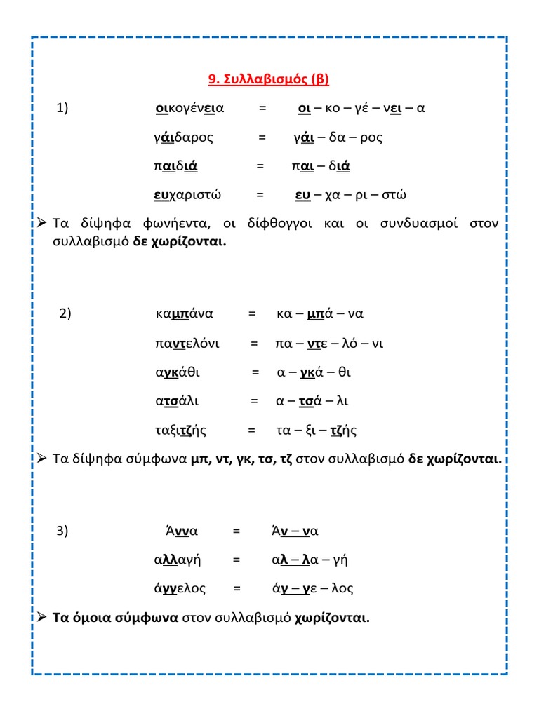 9. Συλλαβισμός (β) | PDF