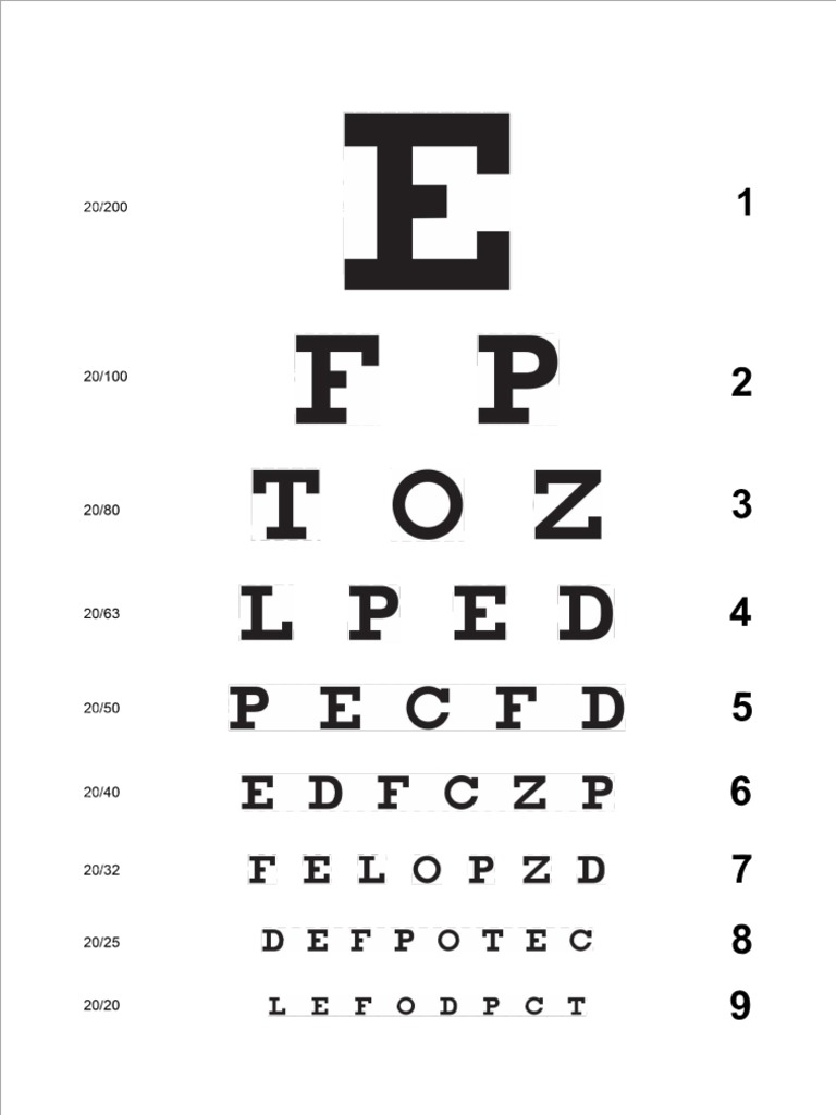 Snellen Chart - 40 x80 CM | PDF