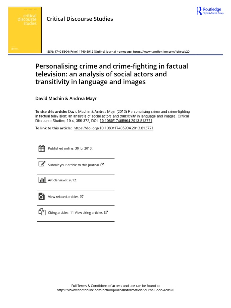 Personalising Crime and Crime Fighting in Factual Television An ...