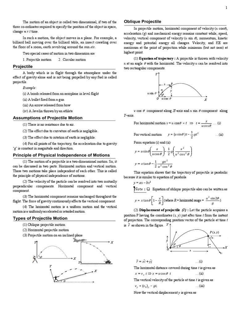 Motion in A Plane | PDF | Projectiles | Metrology