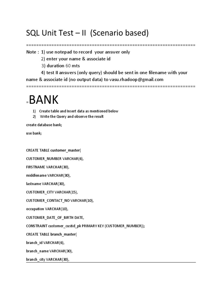 12B SQL Screnario Based Unit Test II | PDF | Computing | Data Model