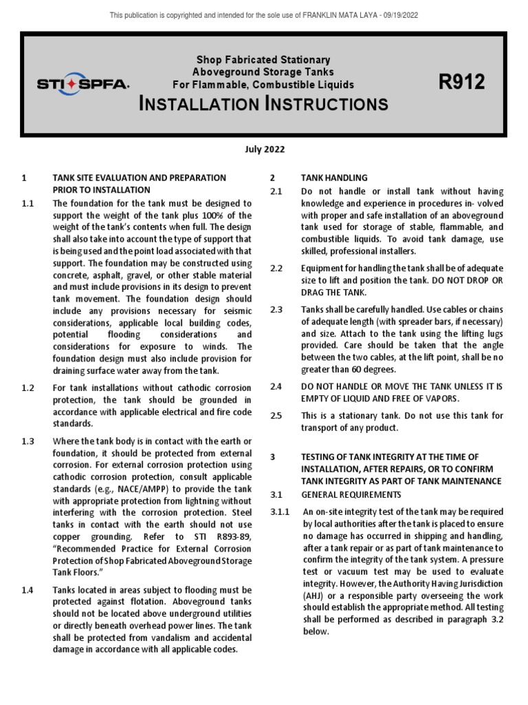 R912 Installation Instructions - July 2022 | PDF | Valve | Leak