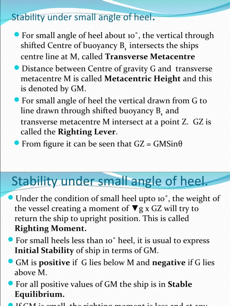 Transverse Stability of Ship | PDF | Classical Mechanics | Physical Quantities