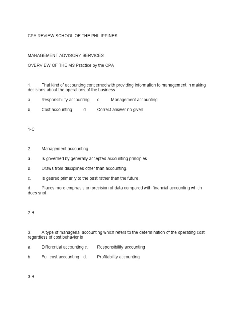 Cpa Review School of The Philippines | PDF | Accounting | Management ...
