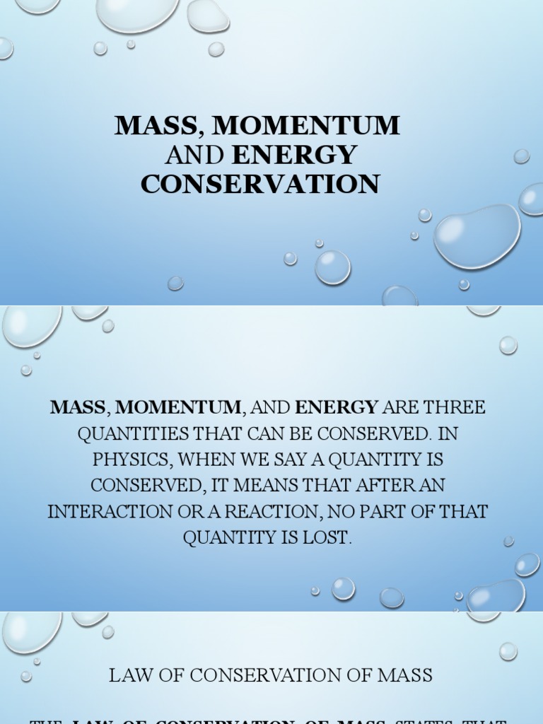 MASS, MOMENTUM and Energy Conservation | PDF | Momentum | Inertia