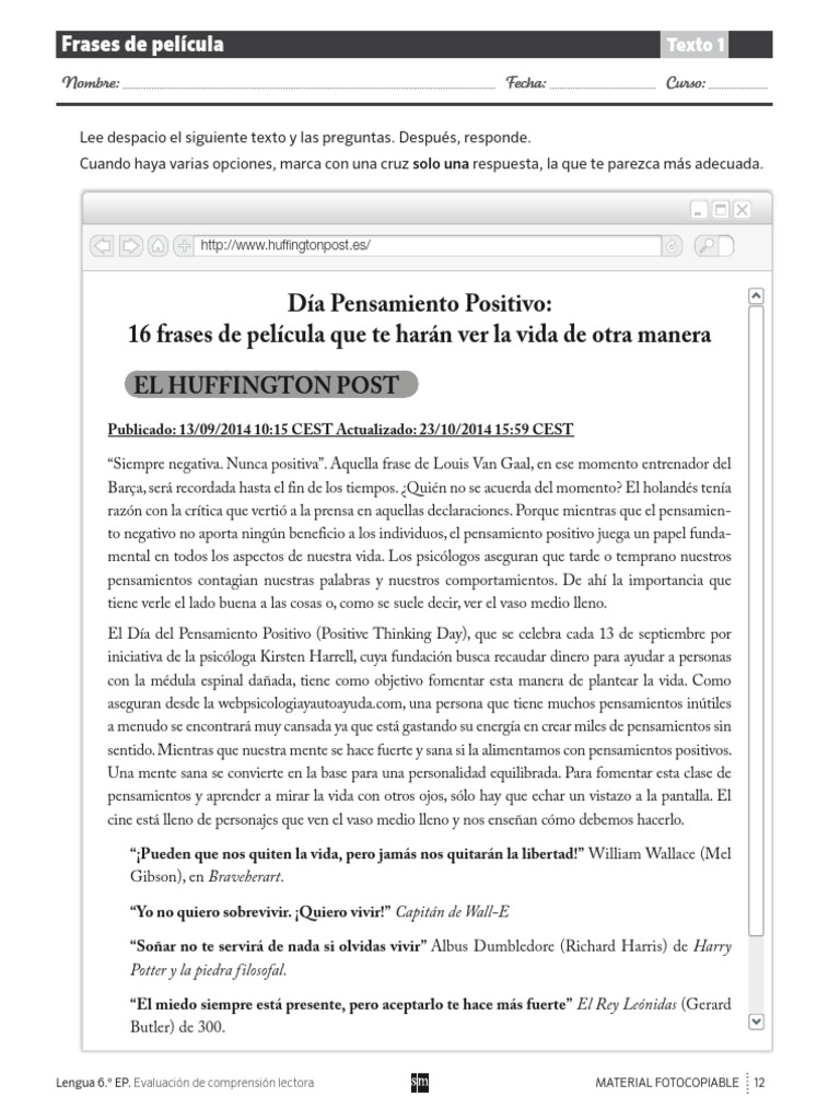 Unidad 1 Comprension Lectora | PDF | Pensamiento | Comprensión lectora