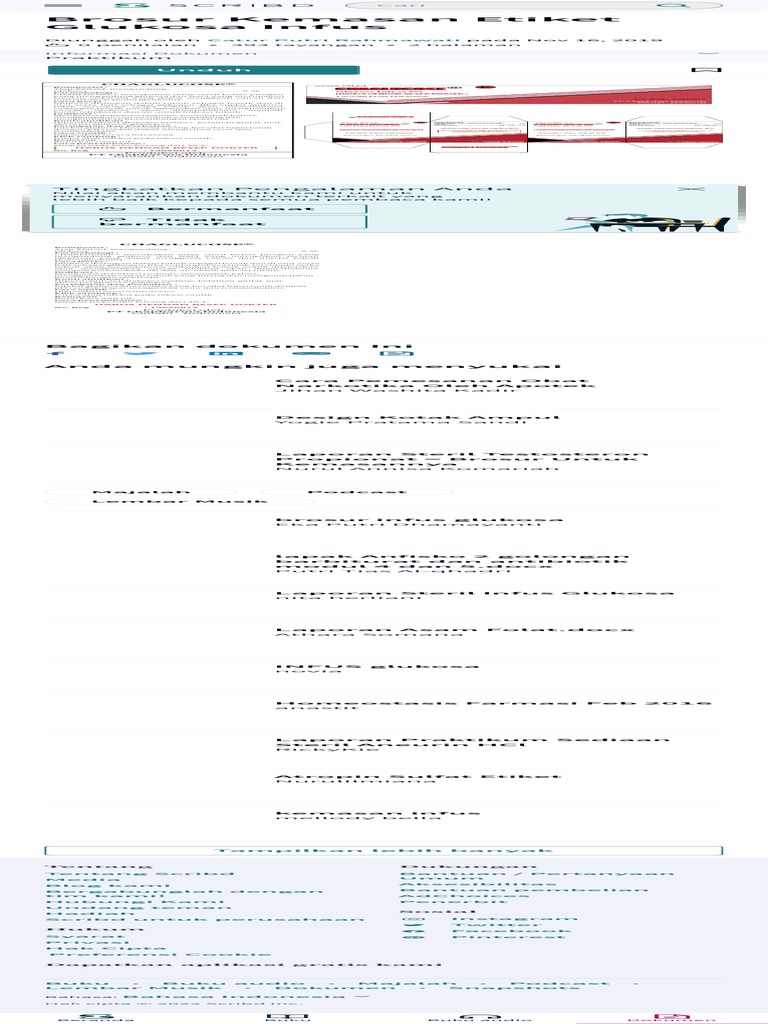 Brosur Kemasan Etiket Glukosa Infus PDF | PDF