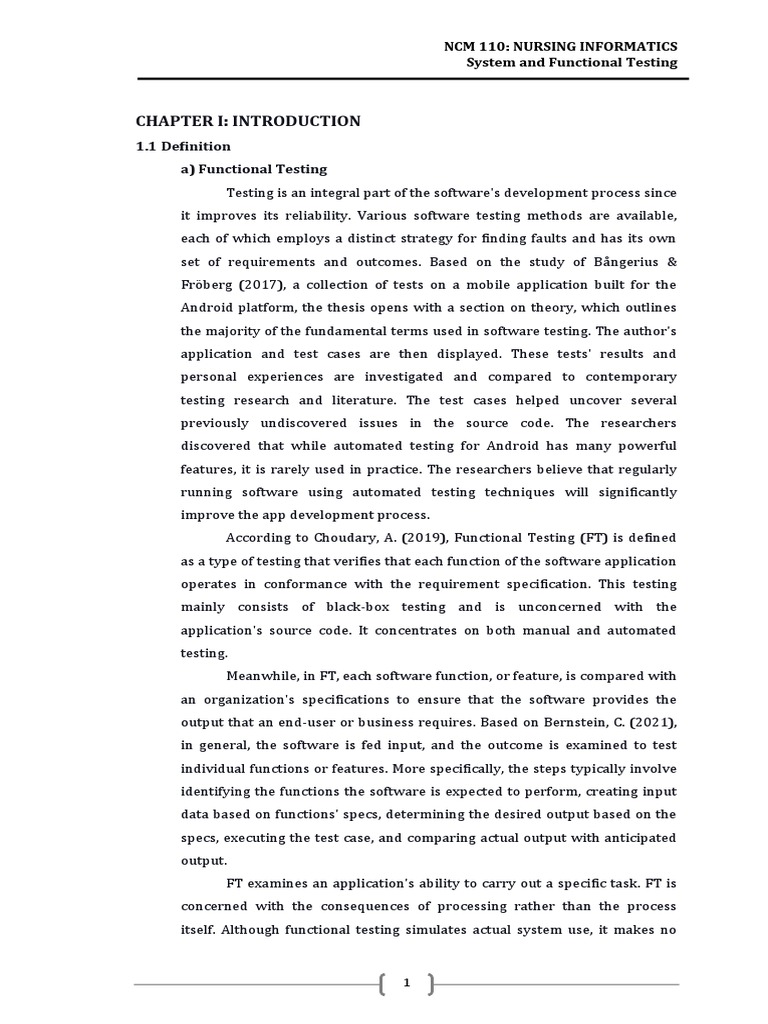 NURSING INFORMATICS. System and Functional Testing | PDF | Software ...