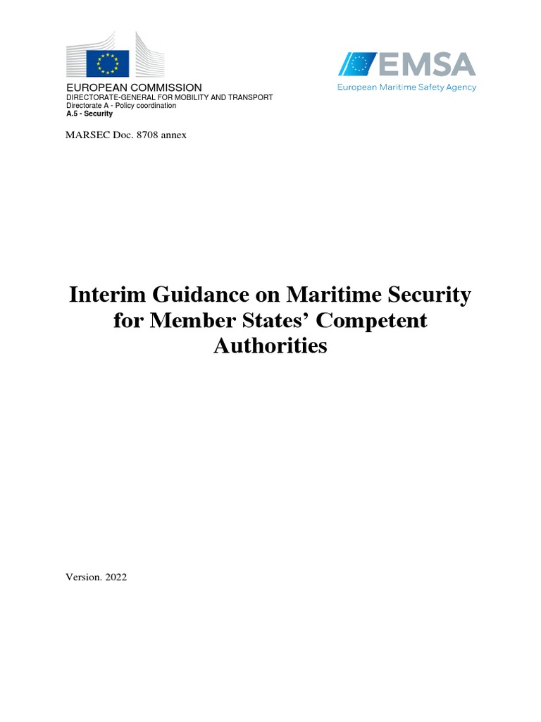 EMSA Interim Guidance On Maritime Security 2022 09 | PDF | Water Transport