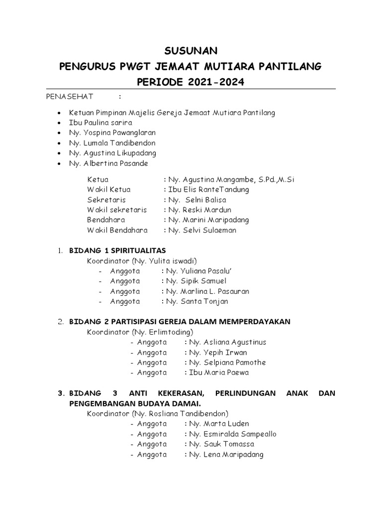 PROGRAM KERJA PWGT Tahun 2021 | PDF