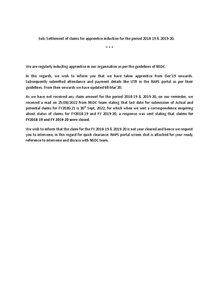 Naps Letter Pdf