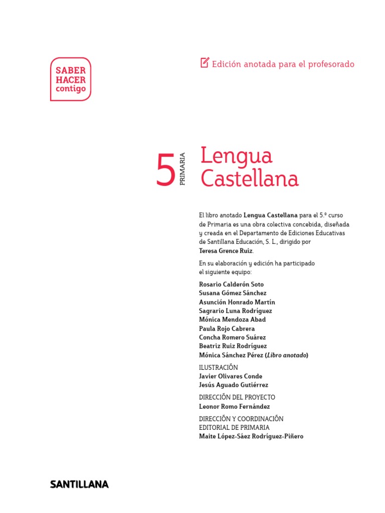 Libro Lengua 5 Santillana | PDF | Palabra | Las emociones