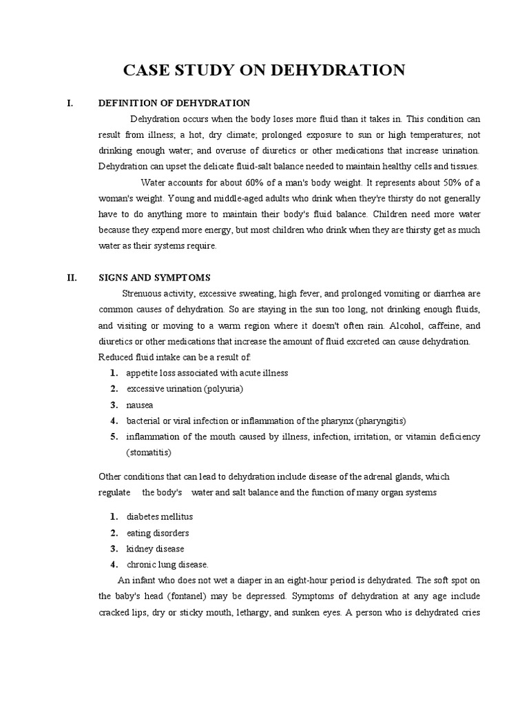 Understanding Dehydration: Causes & Management | PDF | Dehydration ...