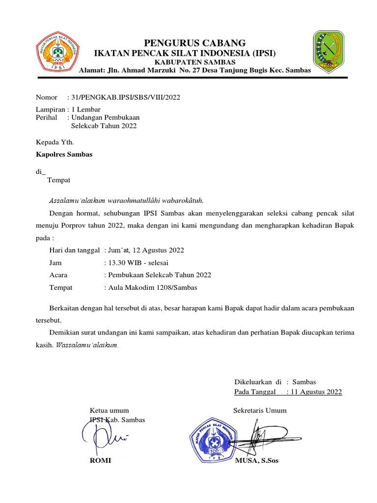 Surat Undangan Kapolres Sambas Pdf