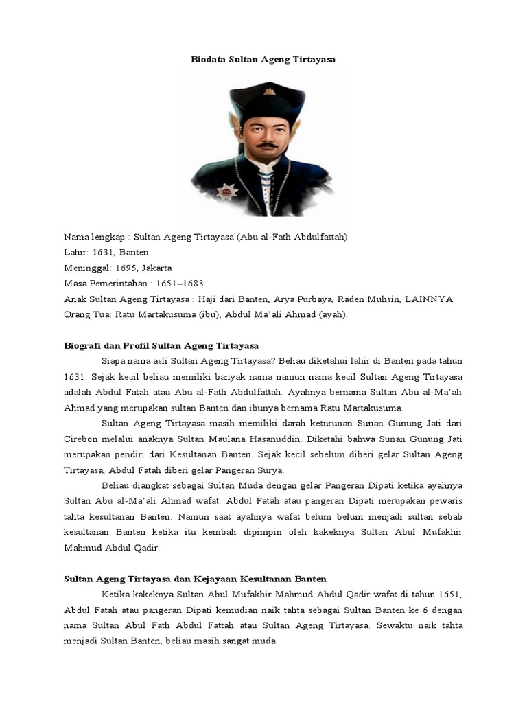 Biografi Sultan Ageng Tirtayasa | PDF