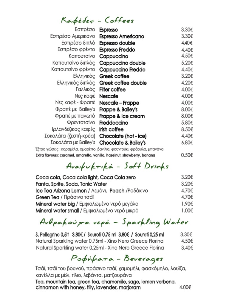 Pelican Kipos Menu 2022 Menu | PDF