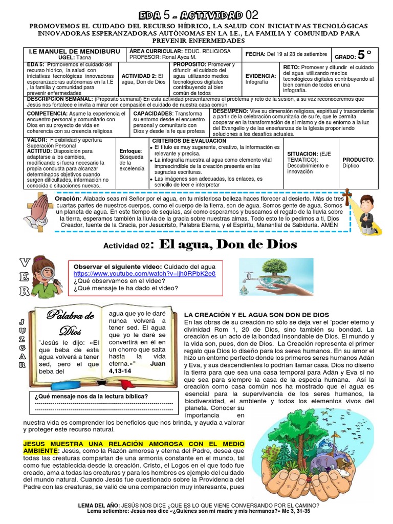 5° EDA 5 ACT 02 El Agua, Don de Dios | PDF | Jesús | Dios